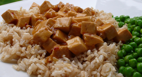 Orange Glazed Tofu With Brown Rice – Gazing In
